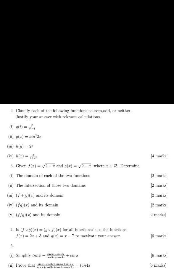 Solved 2. Classify each of the following functions as | Chegg.com