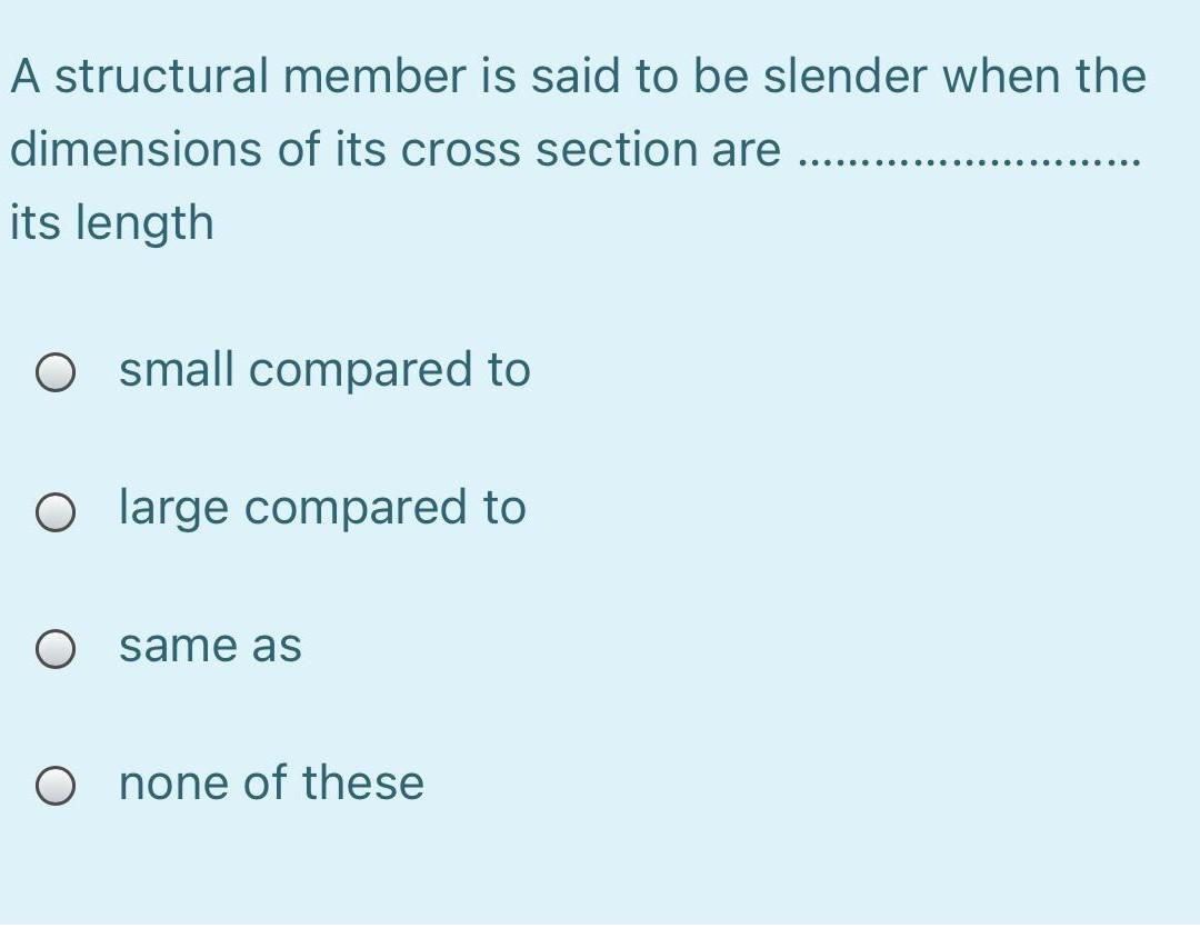 Solved A structural member is said to be slender when the | Chegg.com