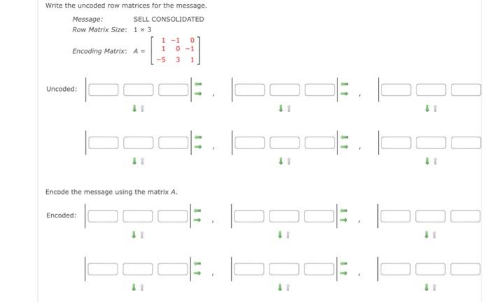 Solved Write the uncoded row matrices for the message. | Chegg.com