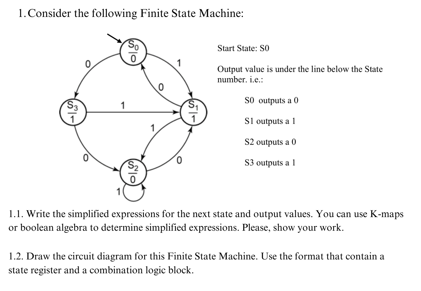 Solved Consider the following Finite State Machine:Start | Chegg.com