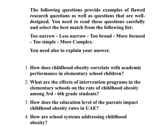 The following questions provide examples of flawed | Chegg.com