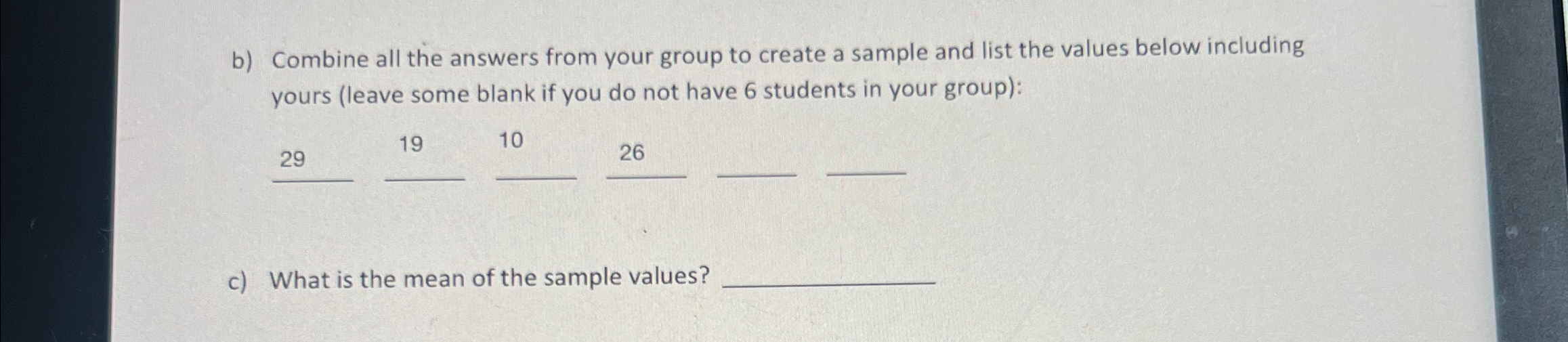 Solved b) ﻿Combine all the answers from your group to create | Chegg.com