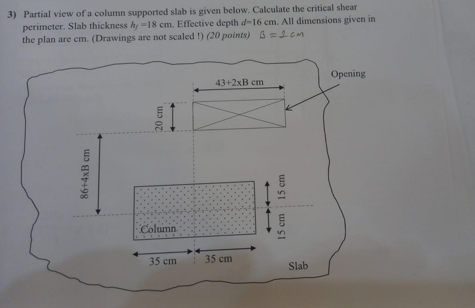 Solved 3) Partial view of a column supported slab is given | Chegg.com