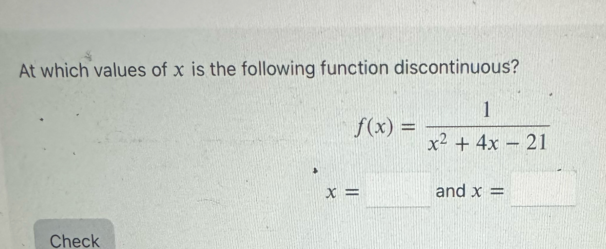 Solved At which values of x ﻿is the following function | Chegg.com
