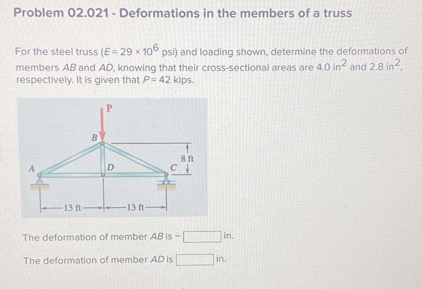 Solved Problem 02.021-Deformations in the members of a | Chegg.com