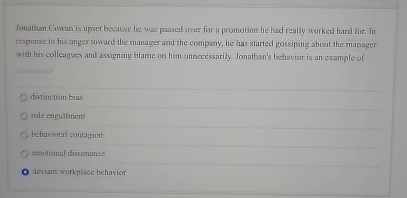 Solved Jonathan Coman is upget because he was passed aver | Chegg.com