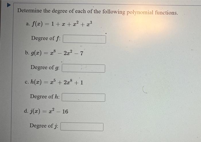 Solved Determine the degree of each of the following | Chegg.com
