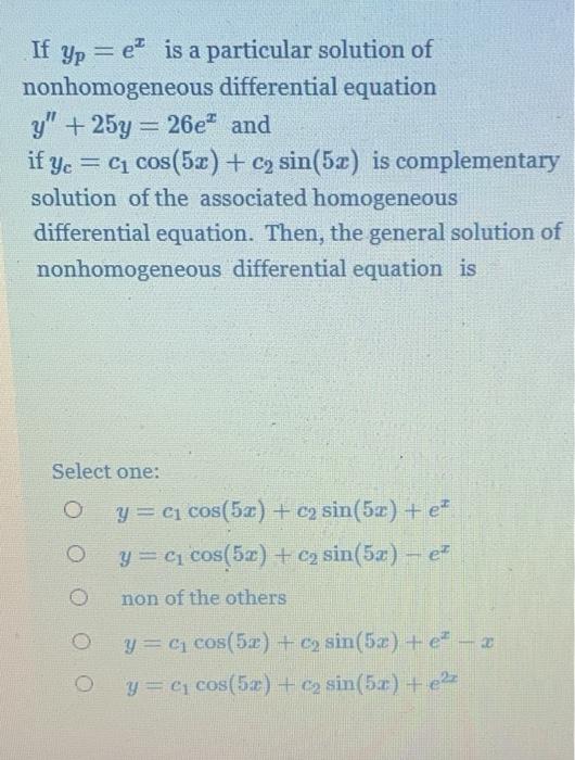 Solved The function Yp = 3x is a particular solution of | Chegg.com