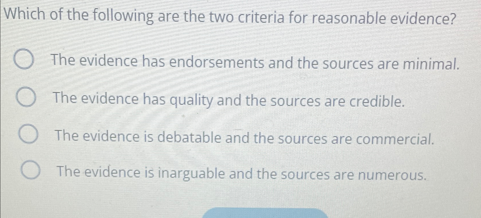 Solved Which of the following are the two criteria for | Chegg.com