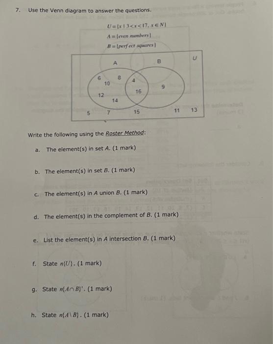 Solved 7. Use the Venn diagram to answer the questions. | Chegg.com