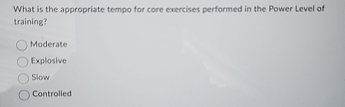 Solved What is the appropriate tempo for core exarcises | Chegg.com
