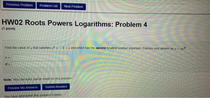 Solved Previous Problem Problem Lis Next Problem HWO2 Roots | Chegg.com