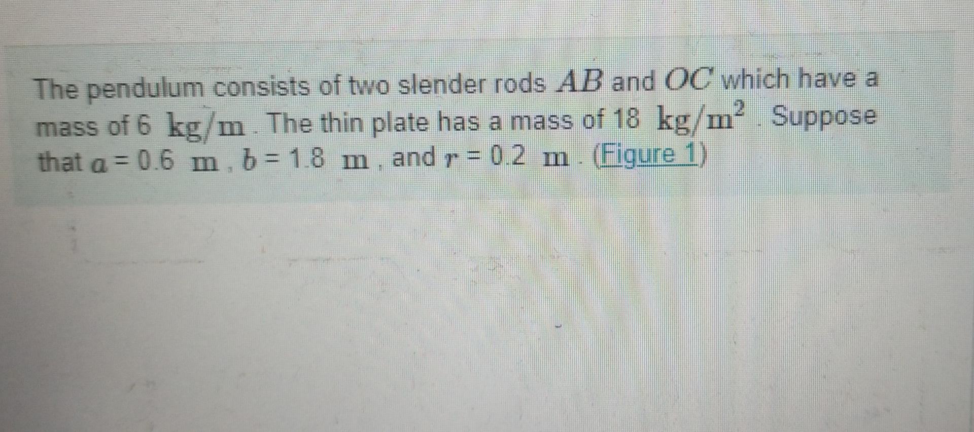Solved The pendulum consists of two slender rods AB and OC | Chegg.com