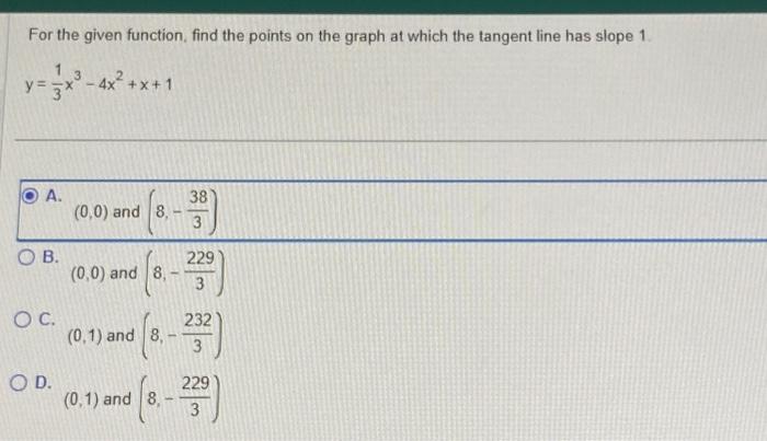 Solved For the given function, find the points on the graph | Chegg.com
