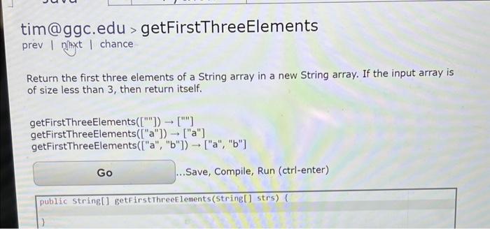 Solved tim@ggc.edu > isUniformStringArray prev | next | | Chegg.com
