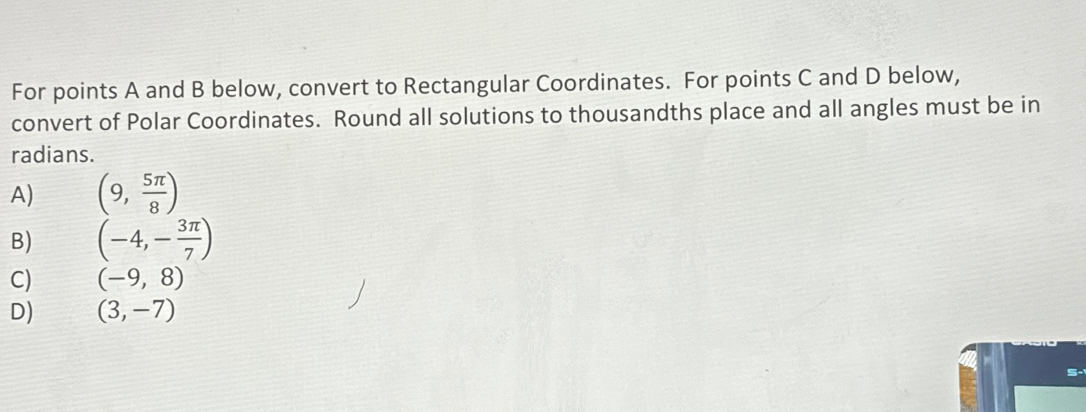 Solved For points A and B ﻿below, convert to Rectangular | Chegg.com
