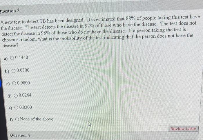 A new test to detect TB has been designed. It is | Chegg.com