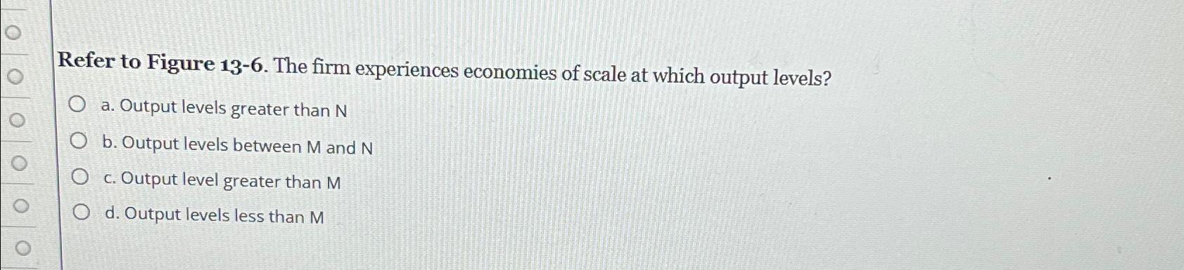 Solved Refer to Figure 13-6. ﻿The firm experiences economies | Chegg.com