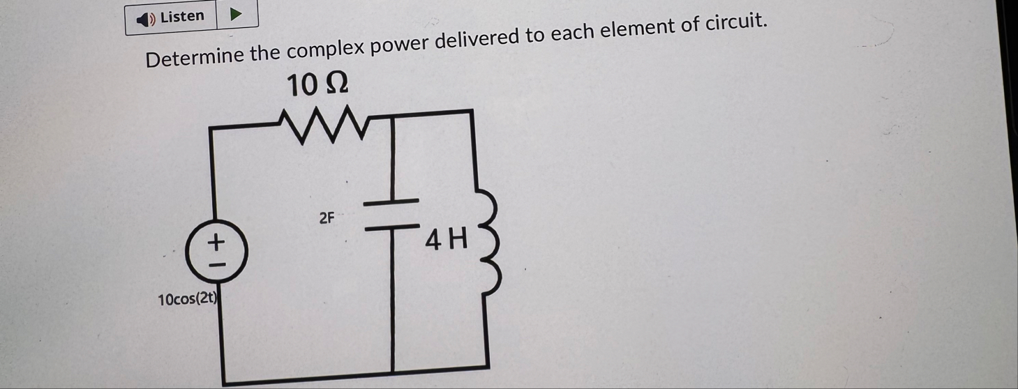 Solved Determine the complex power delivered to each element | Chegg.com