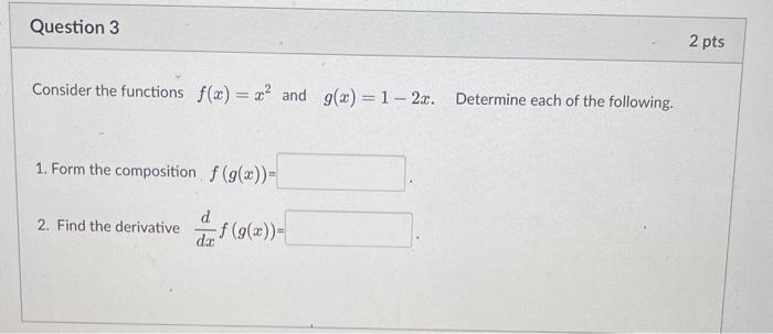 Solved Consider the functions f(x)=x2 and g(x)=1−2x. | Chegg.com
