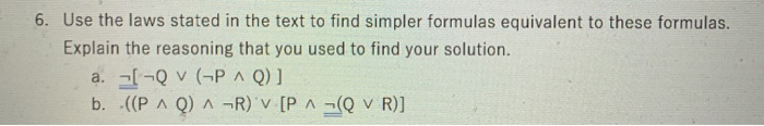Solved 6. Use the laws stated in the text to find simpler | Chegg.com