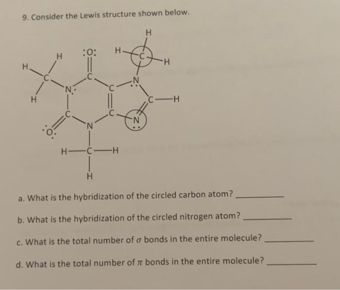 Solved 9. Consider the Lewis structure shown below. a. What | Chegg.com