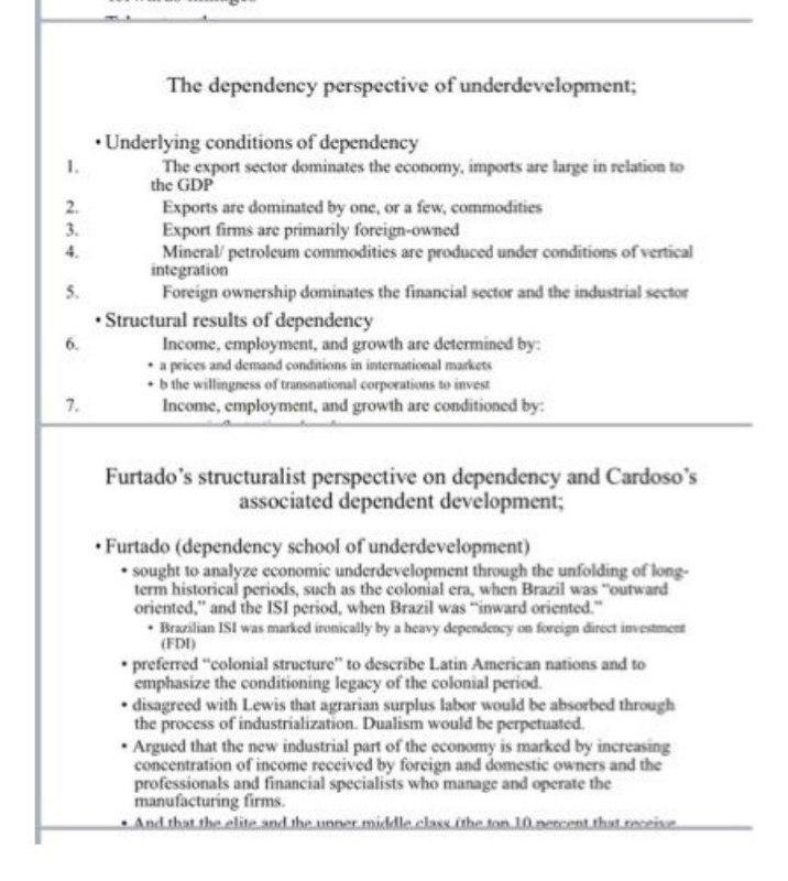 Solved The dependency perspective of underdevelopment: 2. 3. | Chegg.com