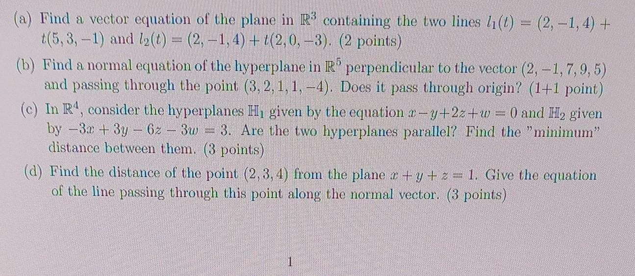 Solved (a) Find a vector equation of the plane in R3 | Chegg.com