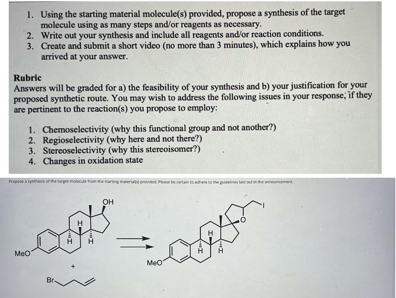 Solved Using the starting material molecule(s) ﻿provided, | Chegg.com