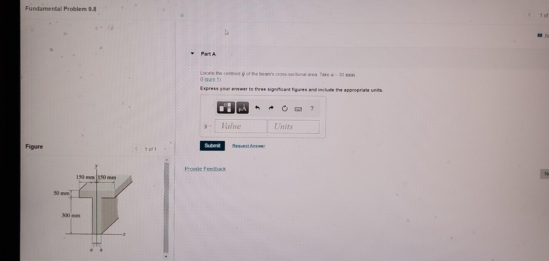 Solved Fundamental Problem 9.8 Part A Locate the centroid yˉ | Chegg.com