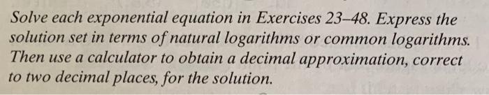 Solved Solve each exponential equation in Exercises 23-48. | Chegg.com