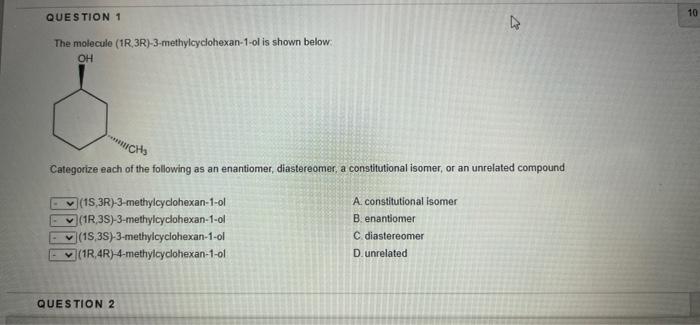 Solved 10 QUESTION 1 The molecule (1R | Chegg.com