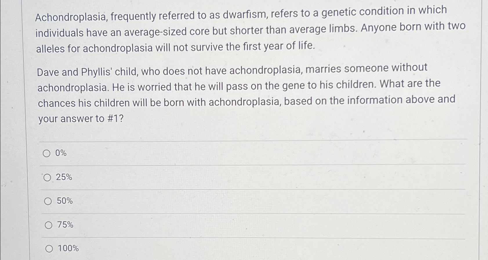 Solved Achondroplasia, frequently referred to as dwarfism, | Chegg.com