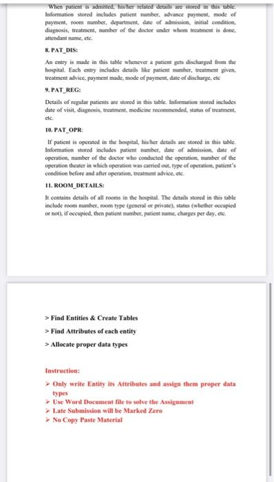 Solved Assignment 1 Hospital Management System Aim: XYZ | Chegg.com