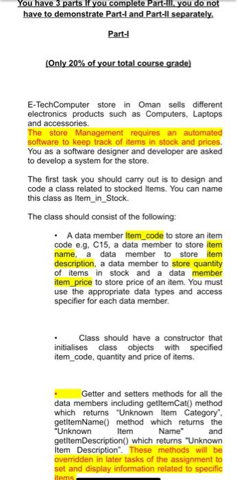 Solved You have 3 parts If you complete Part-lli, you do not | Chegg.com