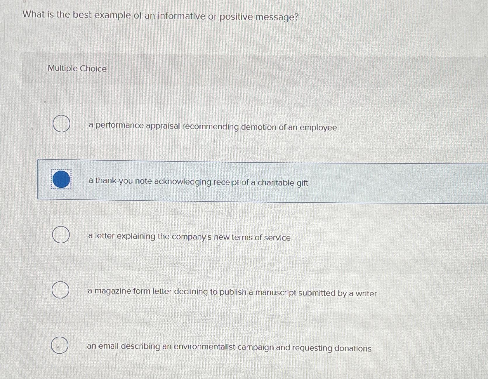 Solved What is the best example of an informative or | Chegg.com