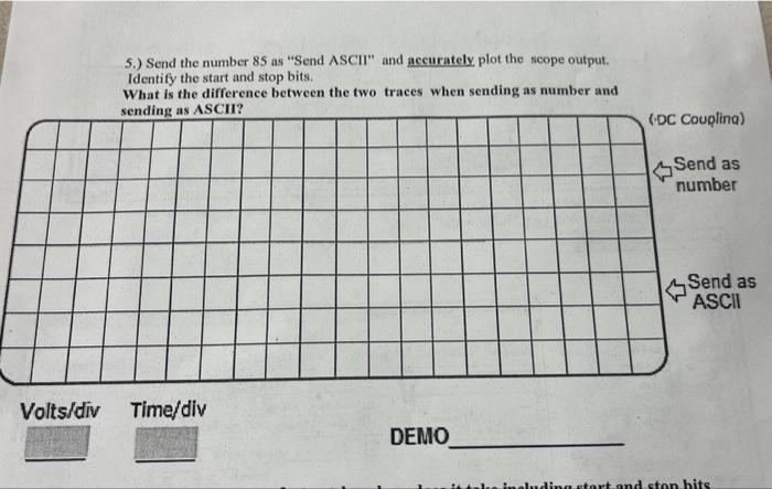 Solved 5.) Send the number 85 as "Send ASCII" and accurately | Chegg.com