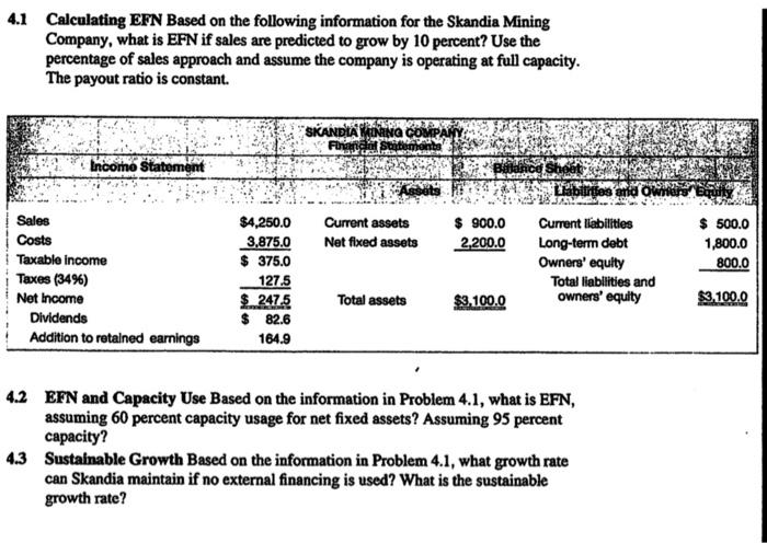Solved 4.1 Calculating EFN Based on the following | Chegg.com