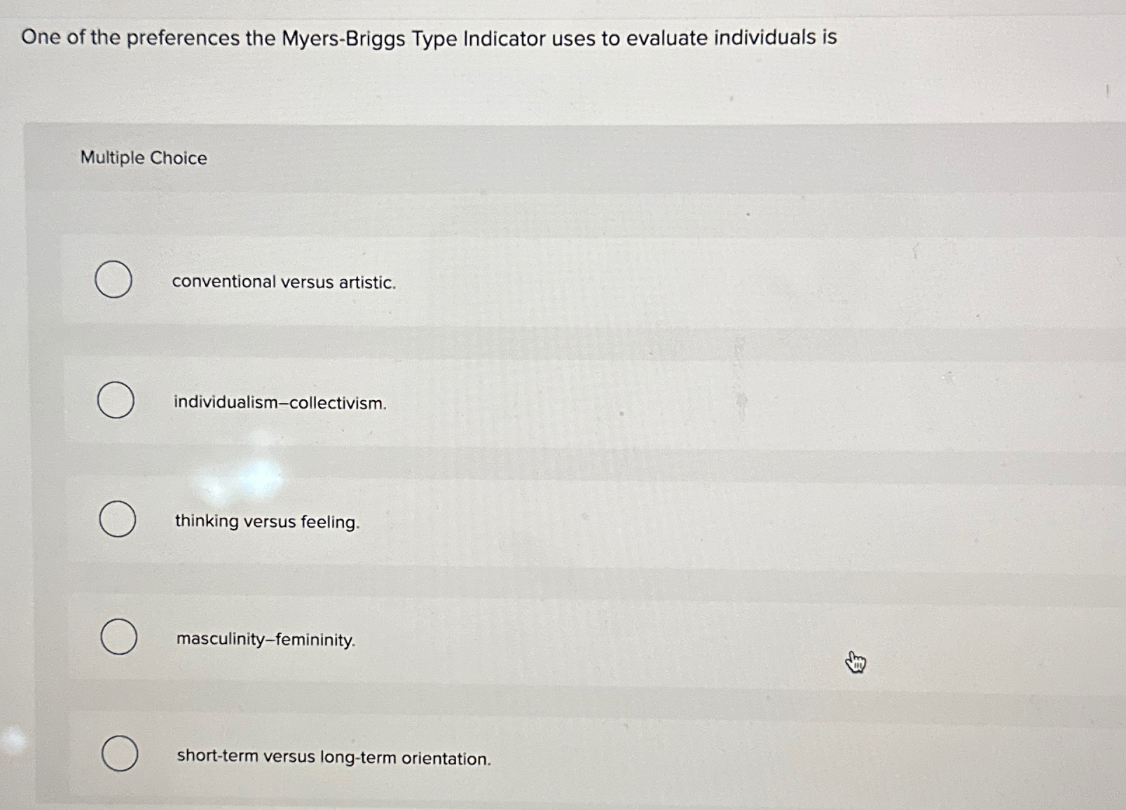 Solved One of the preferences the Myers-Briggs Type | Chegg.com