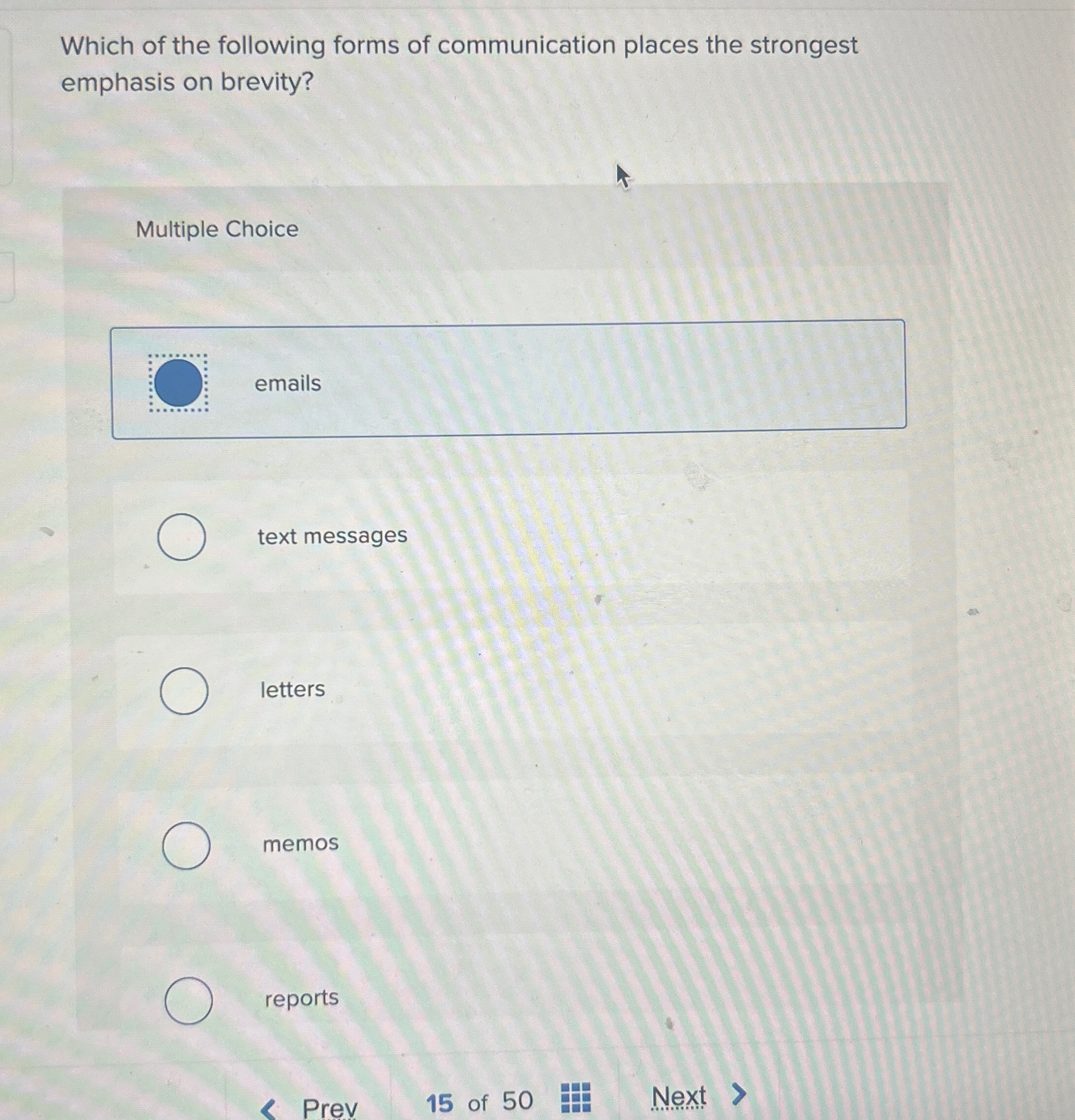 Solved Which of the following forms of communication places | Chegg.com
