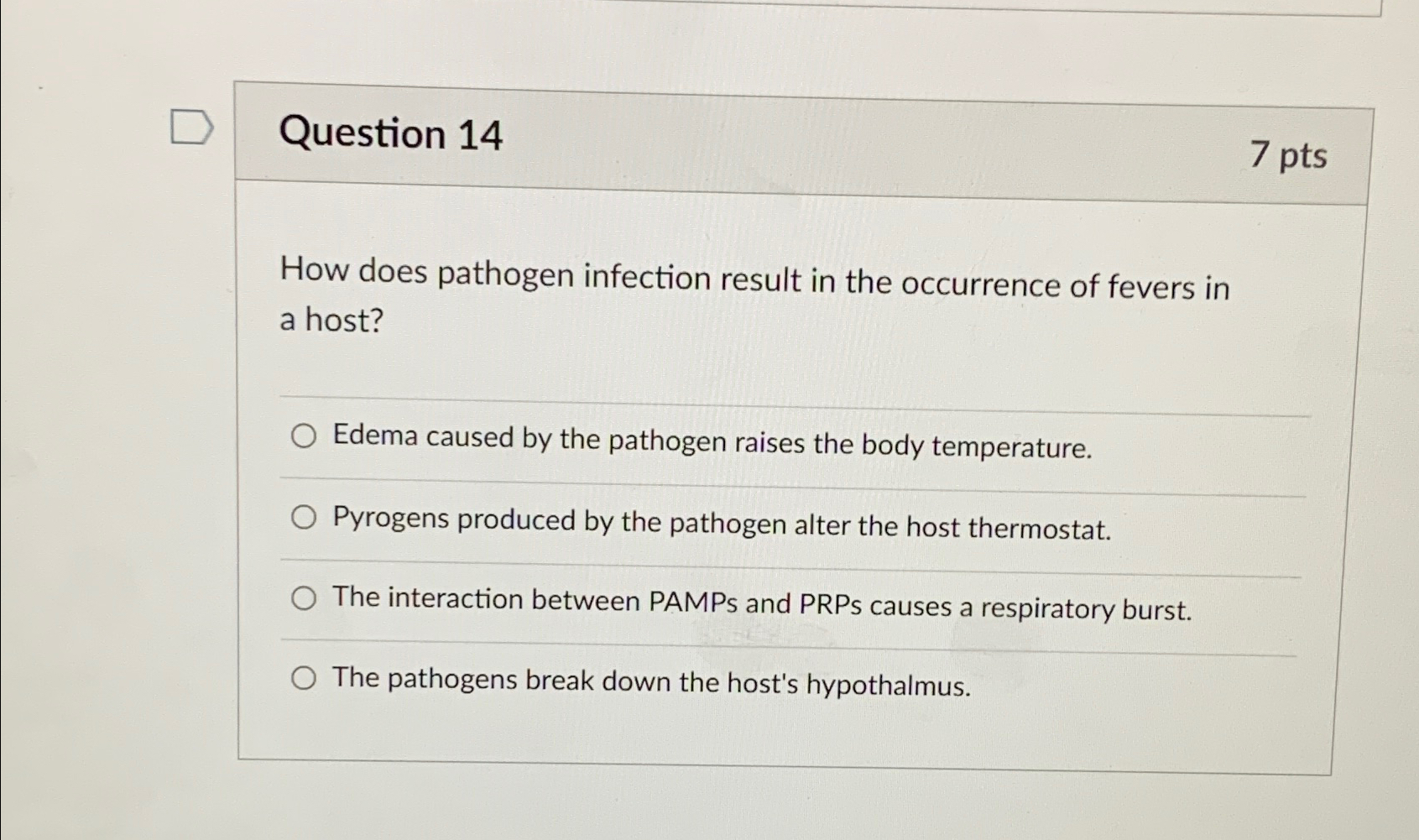 Solved Question 147 ﻿ptsHow does pathogen infection result | Chegg.com
