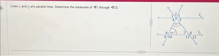 Solved Lines ₁ and 2 are parallel lines. Determine the | Chegg.com