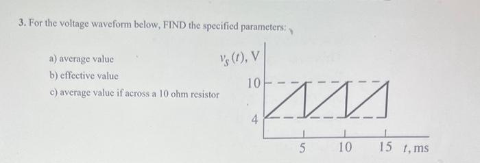 Solved 3. For the voltage waveform below, FIND the specified | Chegg.com