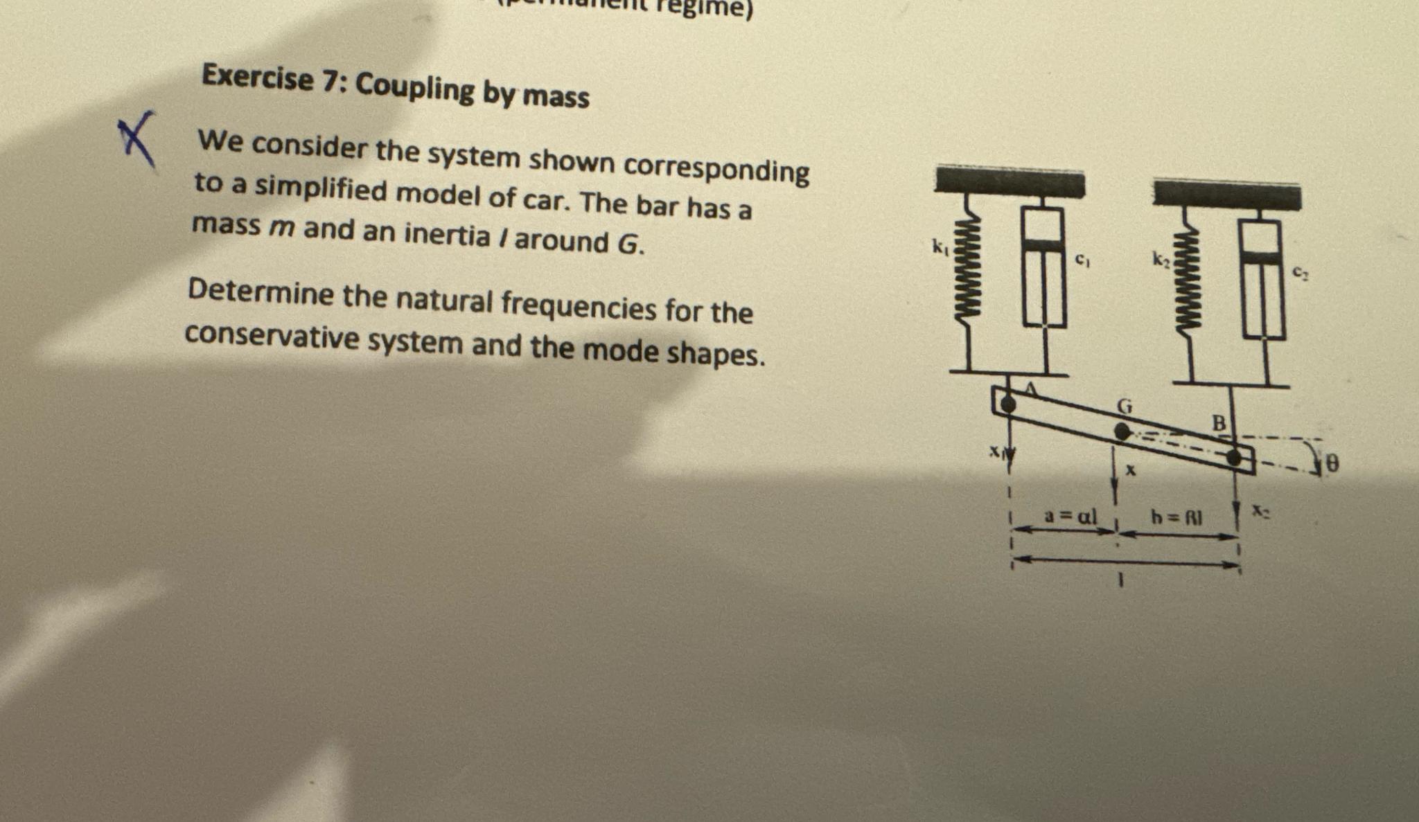 Solved Exercise 7: Coupling by massWe consider the system | Chegg.com