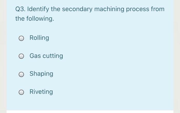 Solved Q3. Identify the secondary machining process from the | Chegg.com