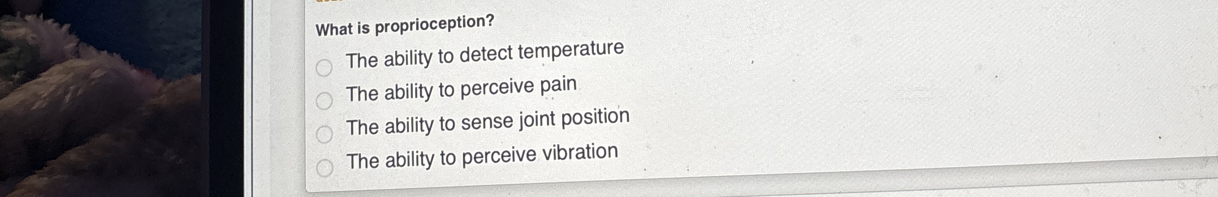 Solved What is proprioception?The ability to detect | Chegg.com
