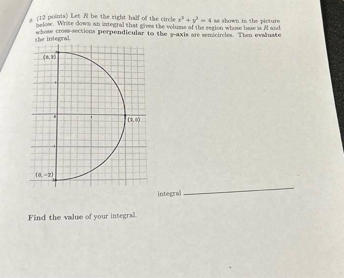 Solved 9. (12 points) Let R be the right half of the circle | Chegg.com Solved 9. (12 points) Let R be the right half of the circle | Chegg.com