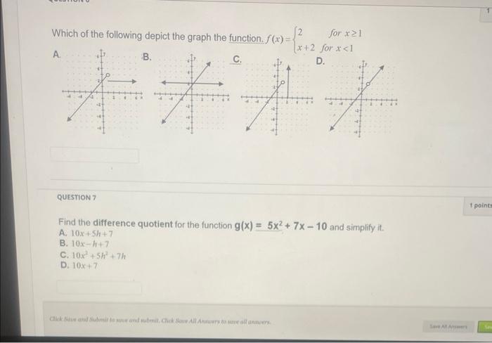 Solved Which of the following depict the graph the function. | Chegg.com