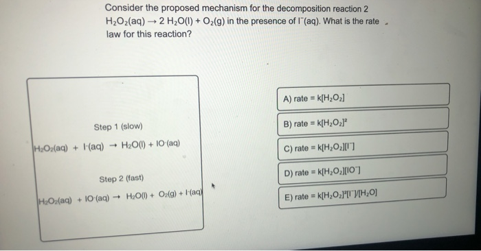 Solved: Consider The Proposed Mechanism For The Decomposit... | Chegg.com