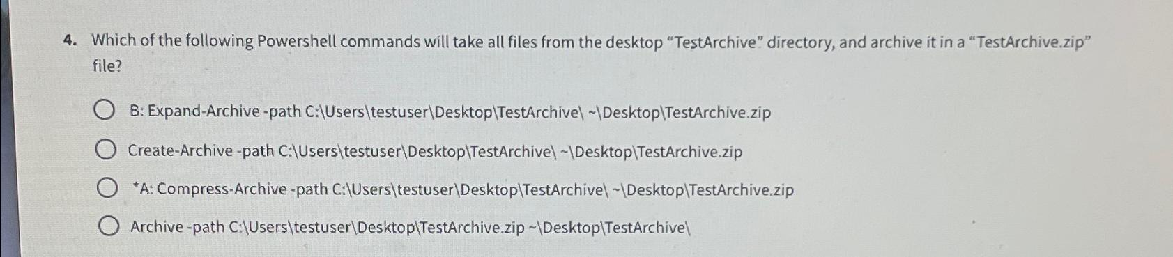 Solved Which of the following Powershell commands will take | Chegg.com